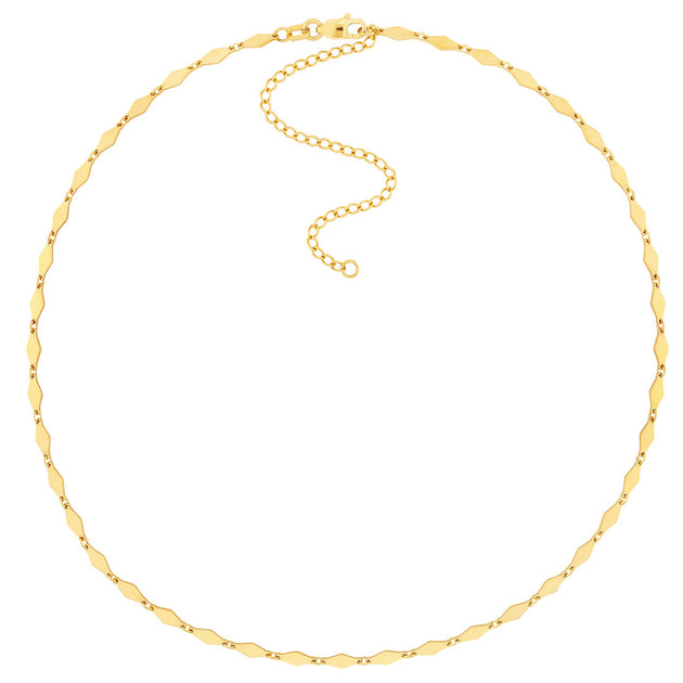 14K Gold Mirror Diamond Shape Link Choker Chain Necklace | Jewelry America