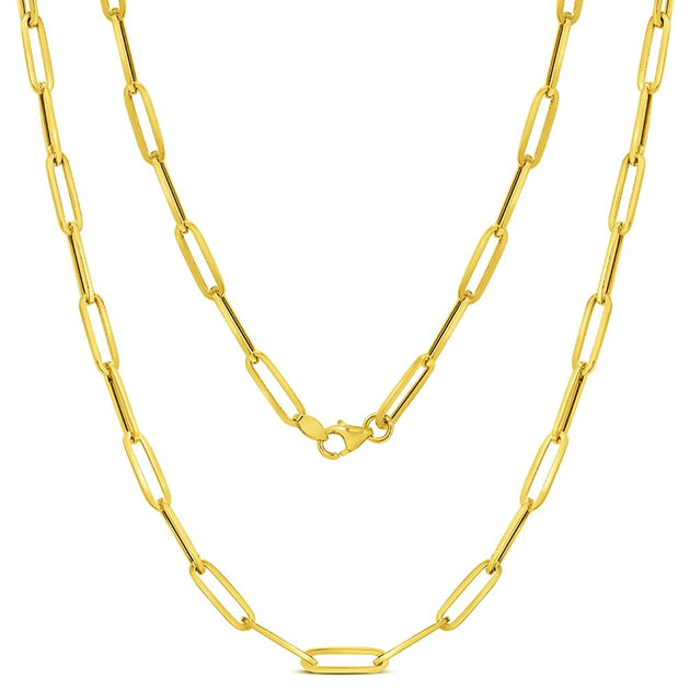14k Gold 3mm Paperclip Link Chain Necklace with Lobster Claw | Jewelry ...