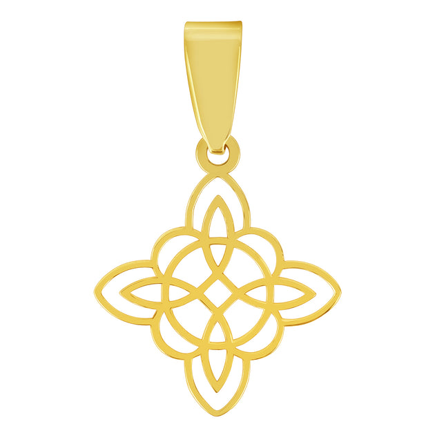 14k Gold Dainty Witch's Knot Cross Wiccan Symbol Pendant | Jewelry America
