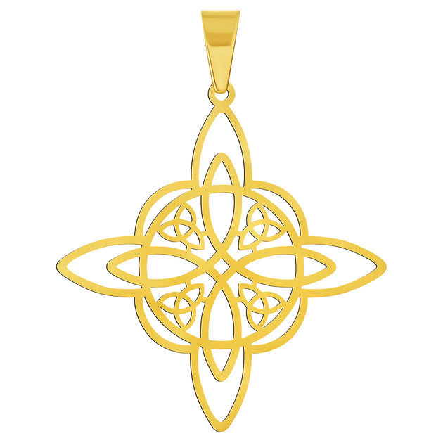 14k Gold Elegant Witch's Knot Cross Wiccan Symbol Pendant | Jewelry America
