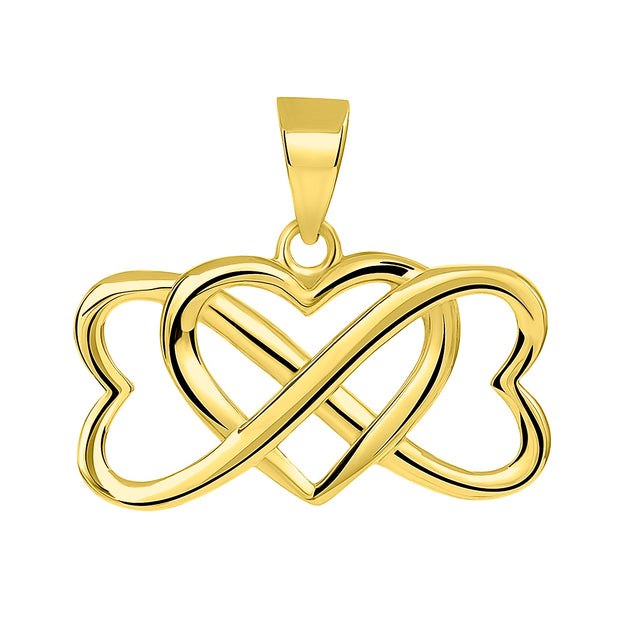 14k Gold Interlocking Triple Heart Infinity Love Symbol Pendant ...