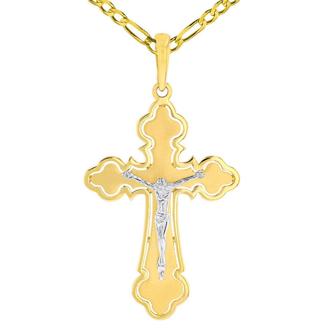14k Gold Open Outline Cross Eastern Orthodox Crucifix Pendant | Jewelry ...