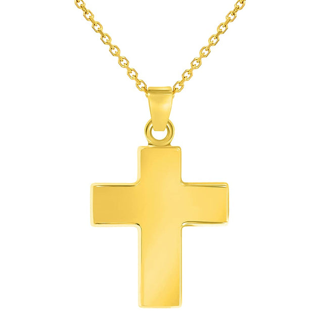 14k Gold Polished Simple Small Religious Cross Charm Pendant | Jewelry ...
