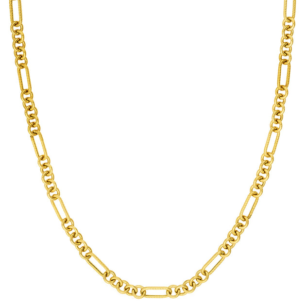 14k Gold Textured Oval Rolo and Paperclip Chain Necklace | Jewelry America