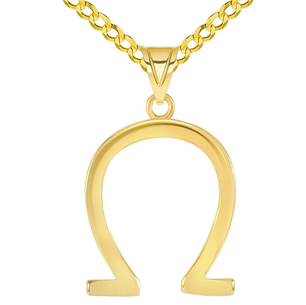 14k Gold Traditional Omega Symbol In Greek Alphabet Pendant | Jewelry ...