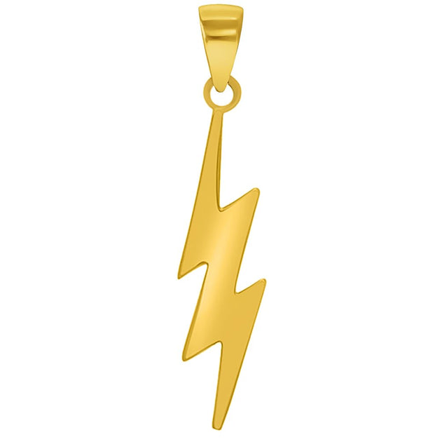 14k Solid Yellow Gold Lightning Bolt Pendant | Jewelry America