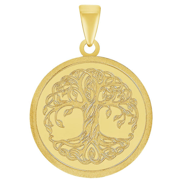 14k Solid Yellow Gold Tree of Life Medallion Charm Pendant | Jewelry ...