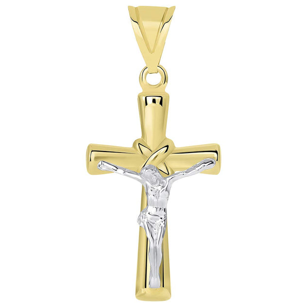 14k Two-Tone Gold Polished Tube Knot Cross Crucifix Pendant | Jewelry ...