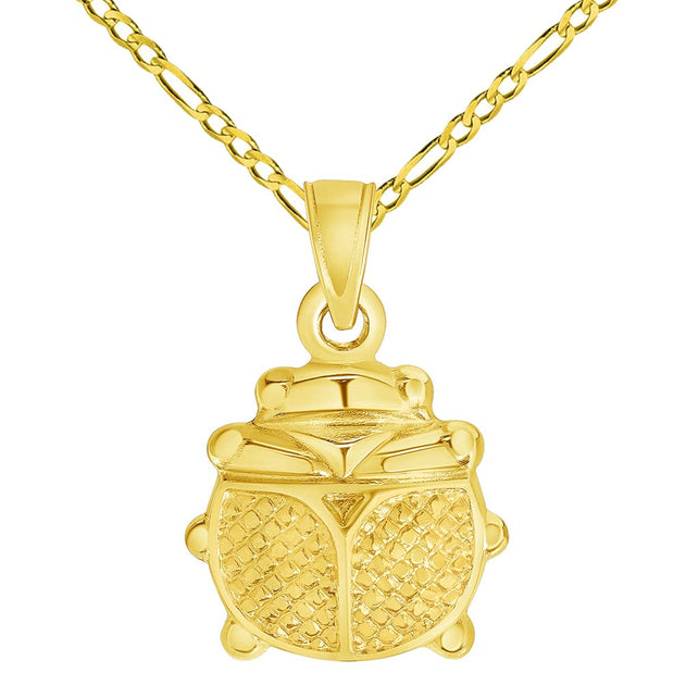 14k Yellow Gold 3D Ladybug Charm Good Luck Pendant Necklace | Jewelry ...