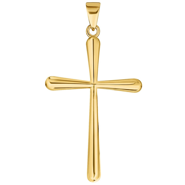 14k Yellow Gold Classic Plain Religious Cross Pendant | Jewelry America