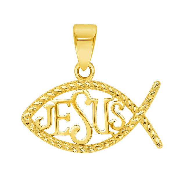 14k Yellow Gold Ichthus Jesus Christian Fish Symbol Pendant | Jewelry ...
