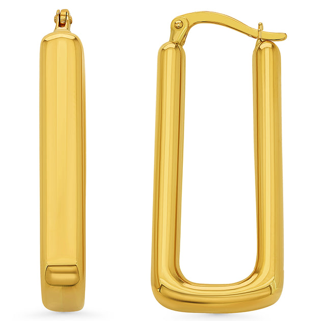 14k Gold Chunky Rectangle-Shaped Hoop Earrings | Jewelry America