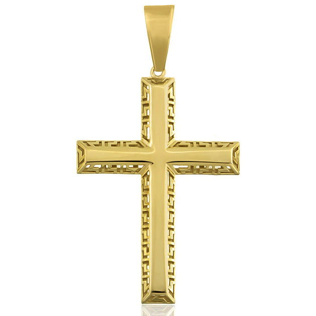 14k Gold Large Plain Religious Cross Pendant | Jewelry America