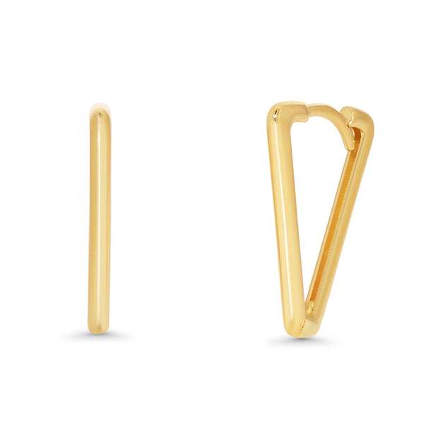 14k Gold Triangle V Shaped Huggie Earrings | Jewelry America