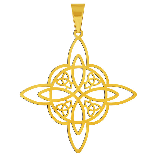 14k Gold Trinity Love Knot Celtic Cross Pendant | Jewelry America
