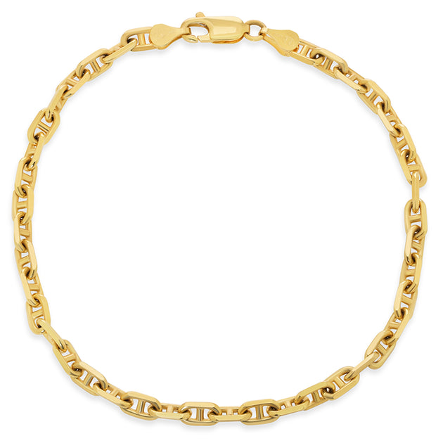 14K Yellow Gold 4mm Anchor Chain Link Bracelet | Jewelry America