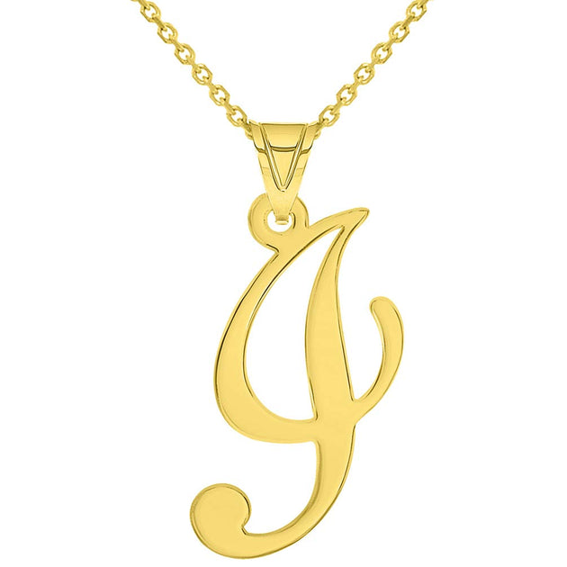 Dainty Uppercase Script Initial I Cursive Letter Pendant | Jewelry America