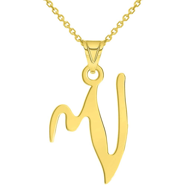 Dainty Uppercase Script Initial V Cursive Letter Pendant | Jewelry America