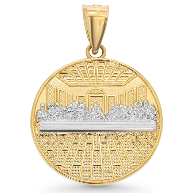 14k Solid Gold Last Supper Medallion Pendant | Jewelry America