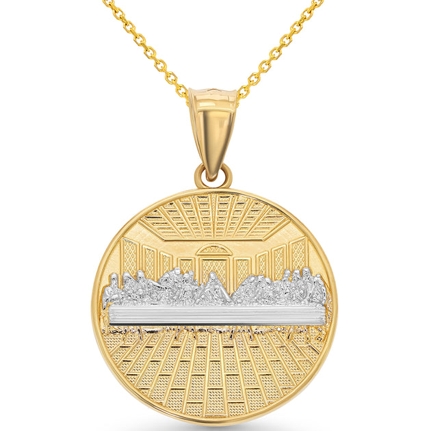 14K Real Gold Last Supper Pendant Necklace | Christian Jewelry ...