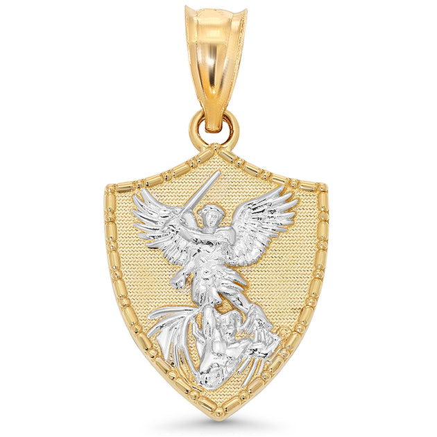 14k Gold Saint Michael Shield Pendant | Jewelry America