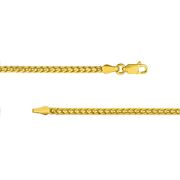 Hollow 14K Gold 2mm Diamond-Cut Franco Chain Necklace with Lobster Lock ...