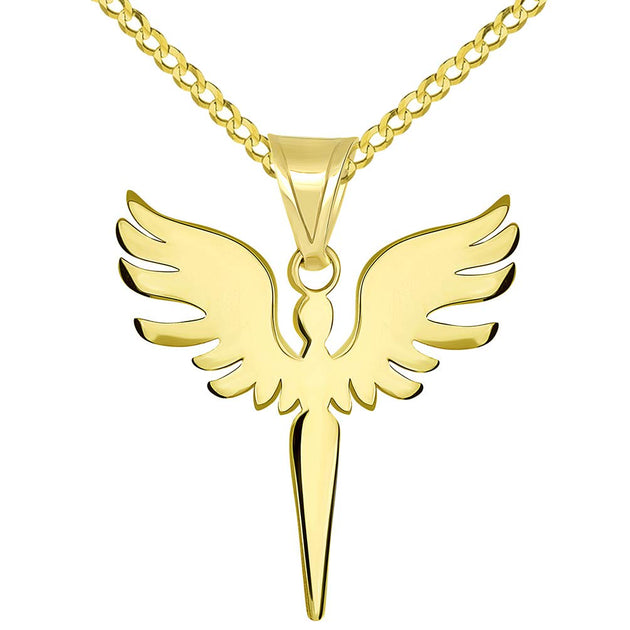 Solid 14k Gold Guardian Angel Archangel Silhouette Pendant | Jewelry ...