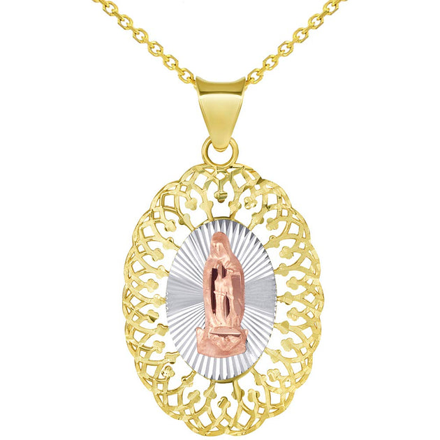 Solid 14k Gold Oval Our Lady of Guadalupe Medallion Pendant | Jewelry ...