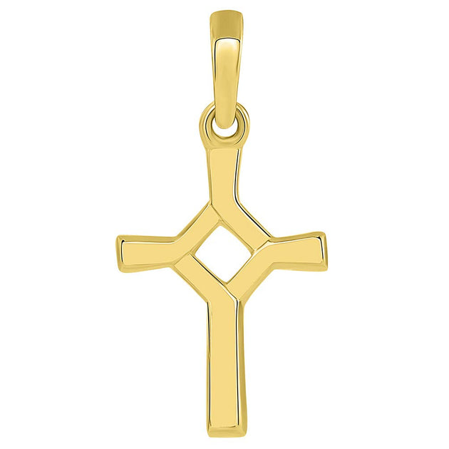 Solid 14k Yellow Gold Roman Catholic Open Cross Pendant | Jewelry America
