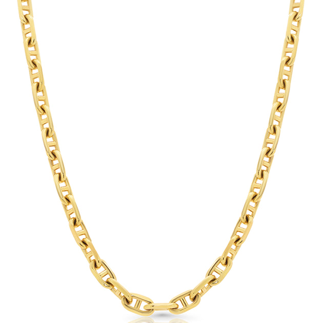 Solid 14k Gold 4mm Mariner Anchor Chain Necklace | Jewelry America