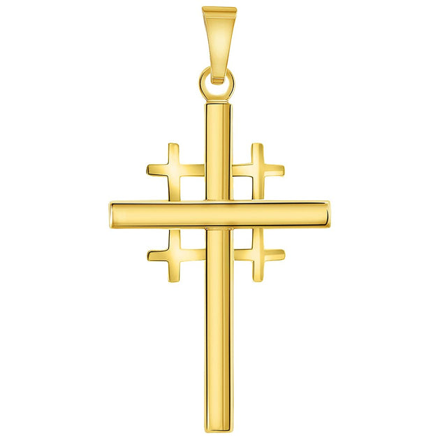 14k Yellow Gold Religious Crusaders Jerusalem Latin Plain Cross Pendan ...
