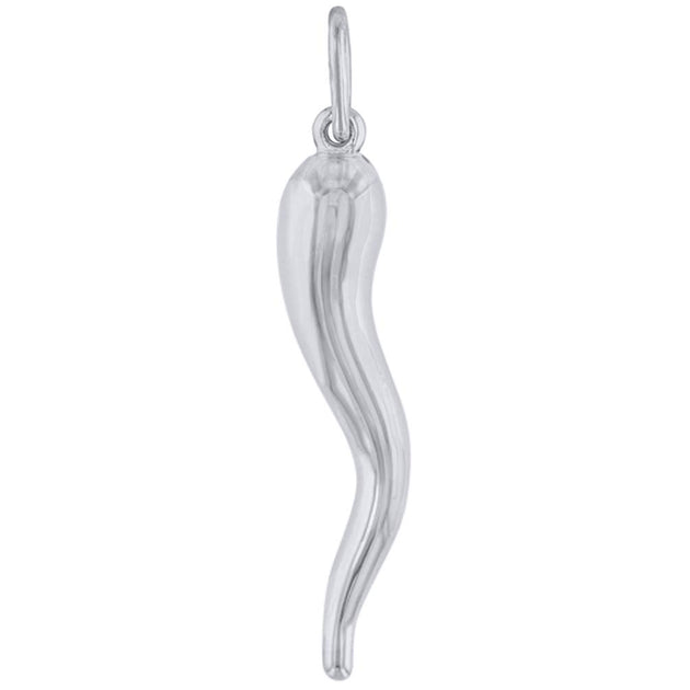 925 Sterling Silver Polished Classic Cornicello Horn Charm Pendant ...