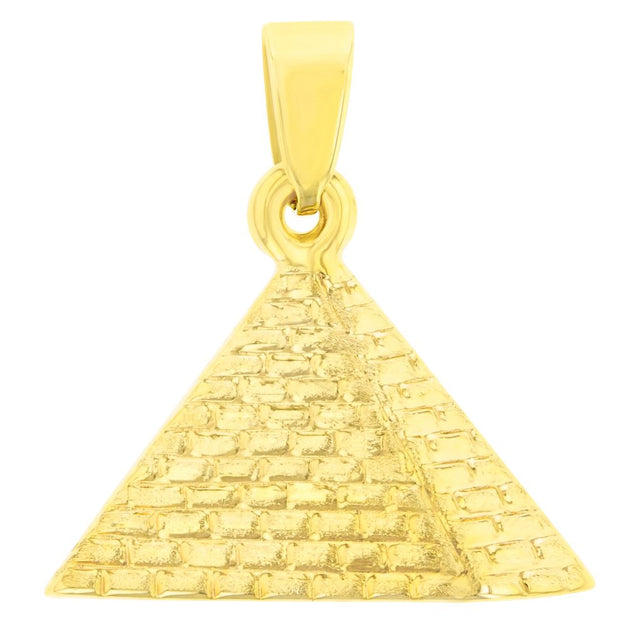 14K Gold Satin Polished Egyptian 2D Pyramid Pendant - Yellow Gold ...