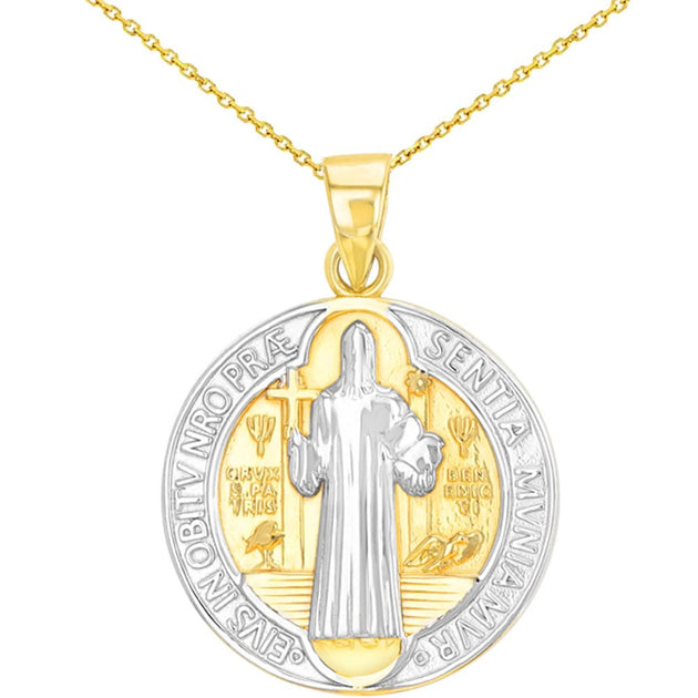 14K Yellow Gold St Benedict Medal Saint Pendant | Jewelry America