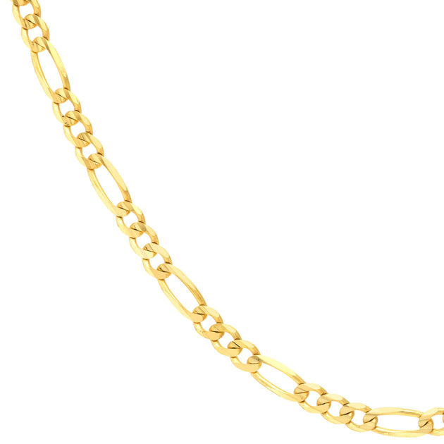 Solid 14k Gold 3.9mm Figaro Lobster Lock Chain Necklace | Jewelry America