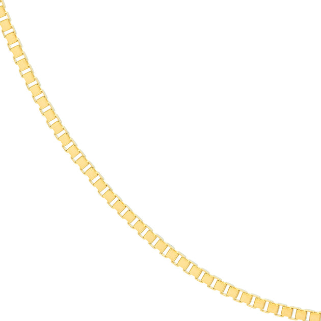 Solid 14k Gold 1.2mm Lobster Lock Box Chain Necklace | Jewelry America