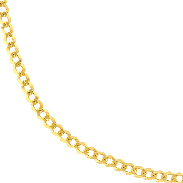 Real 14k Gold 3.7mm Curb Lobster Lock Chain Necklace | Jewelry America
