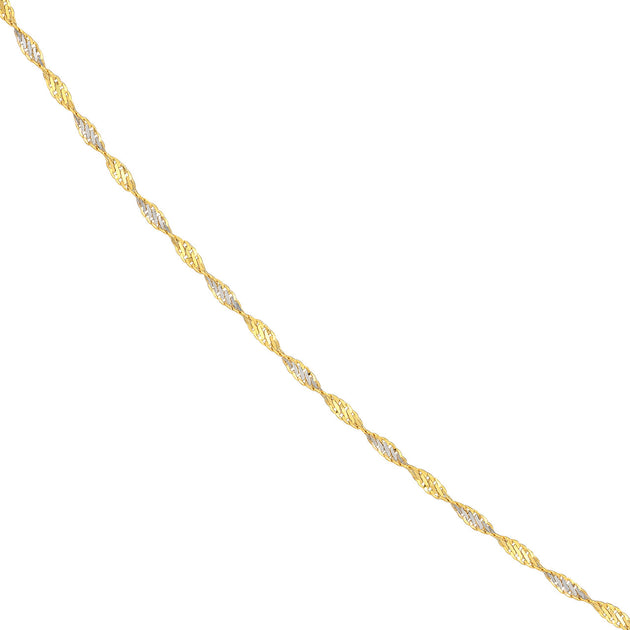 Solid 14k Gold 1.35mm Two-Tone Dorica Chain Necklace | Jewelry America