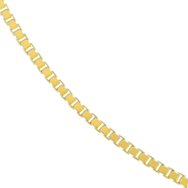 Solid 14k Gold 2mm Lobster Lock Box Chain Necklace | Jewelry America