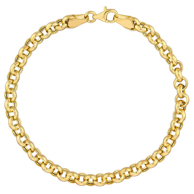 Hollow 14k Gold 5mm Lobster Lock Rolo Chain Bracelet | Jewelry America